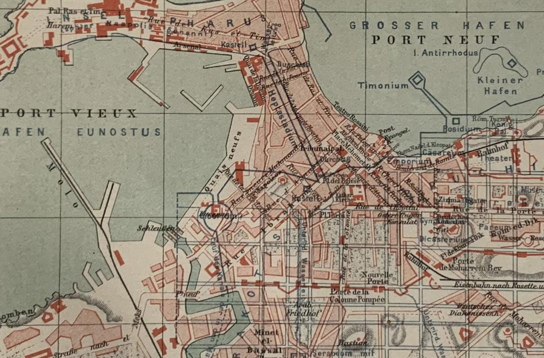 EG Alexandria / Orig. 1890 Antique City Plan of Alexandria in Egypt - Etsy