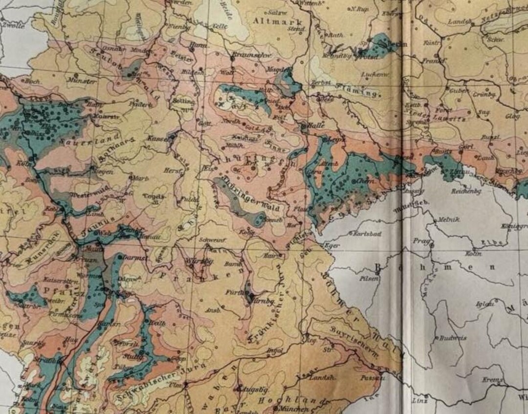 DE Germany / Orig. 1897 Antique Map of Population Density German Empire ...