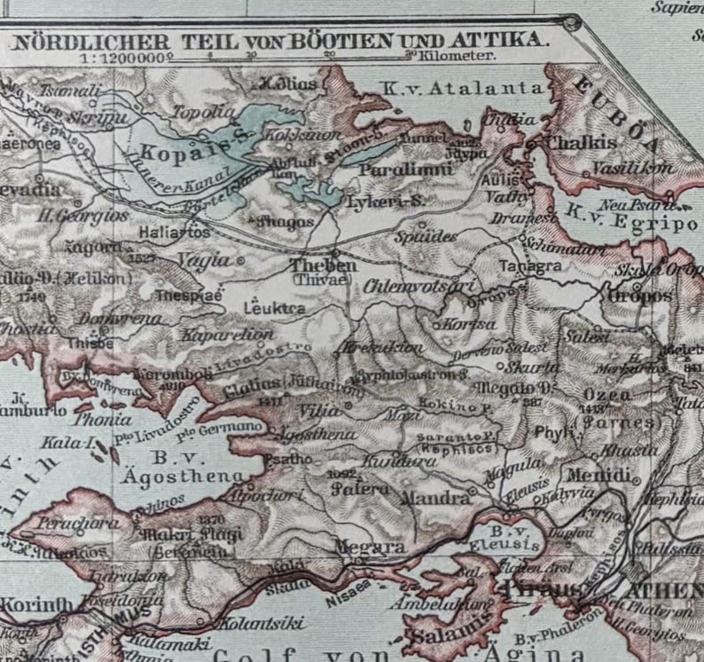 GR Greece / Orig. 1895 Antique Map of Greece - Etsy