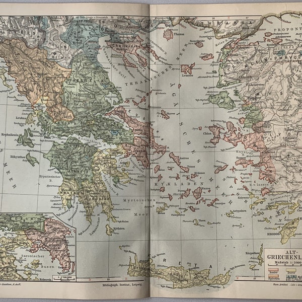 Antique Greece Map - Etsy