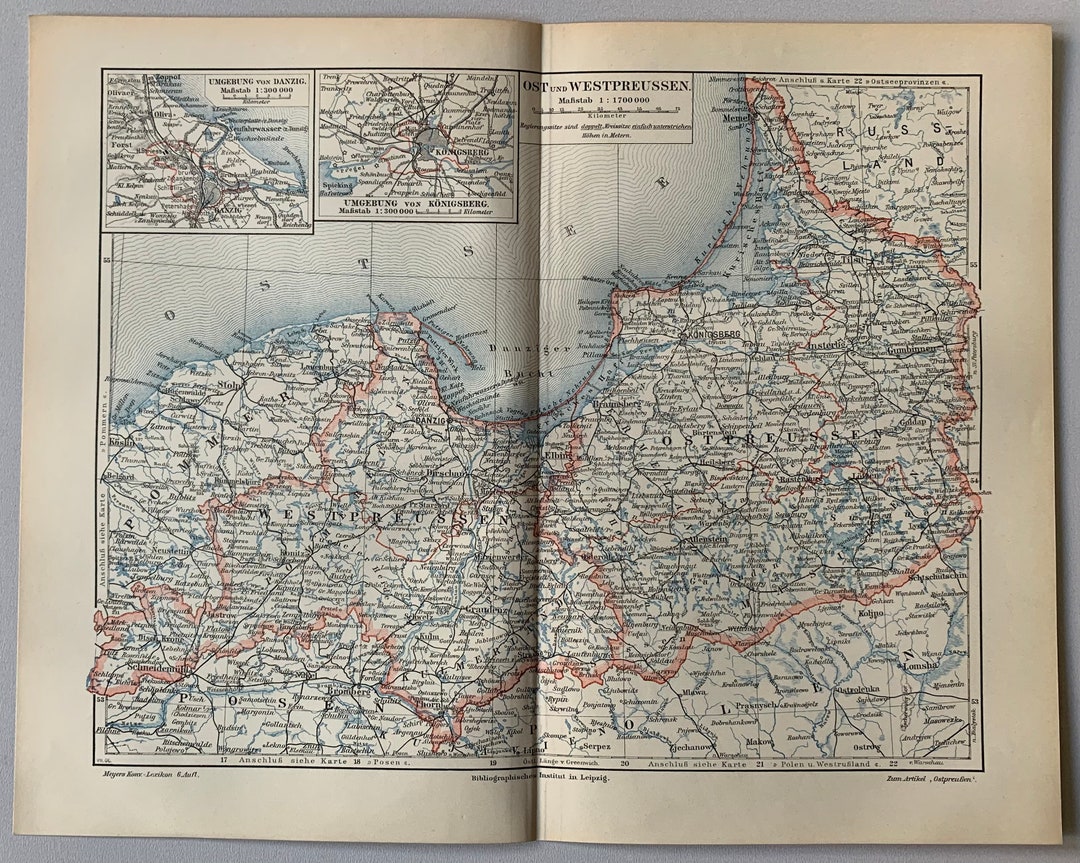 DE Prussia / Orig. 1907 Antique Map of East and West Prussia - Etsy