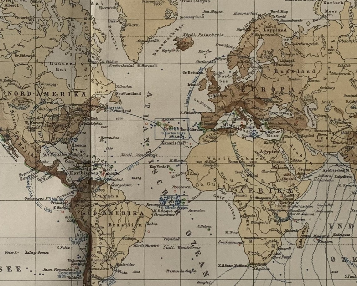 World Geogr / Orig. 1903 Antique Map of Earthquakes and Seaquakes - Etsy