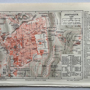 Middle East / Orig. 1905 Antique City Plan of Jerusalem in Israel - Etsy