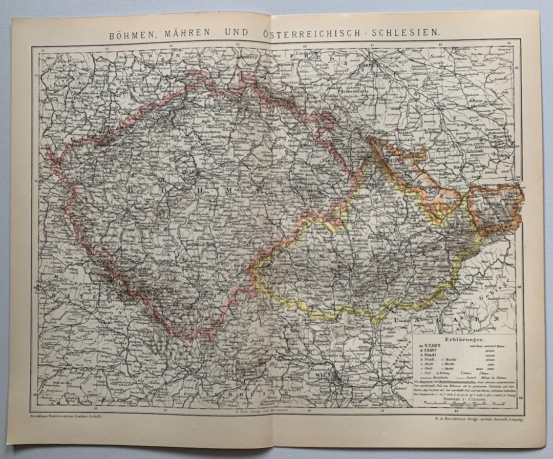 Southeast Europe / Orig. 1892 Antique Map of Bohemia, Moravia and ...