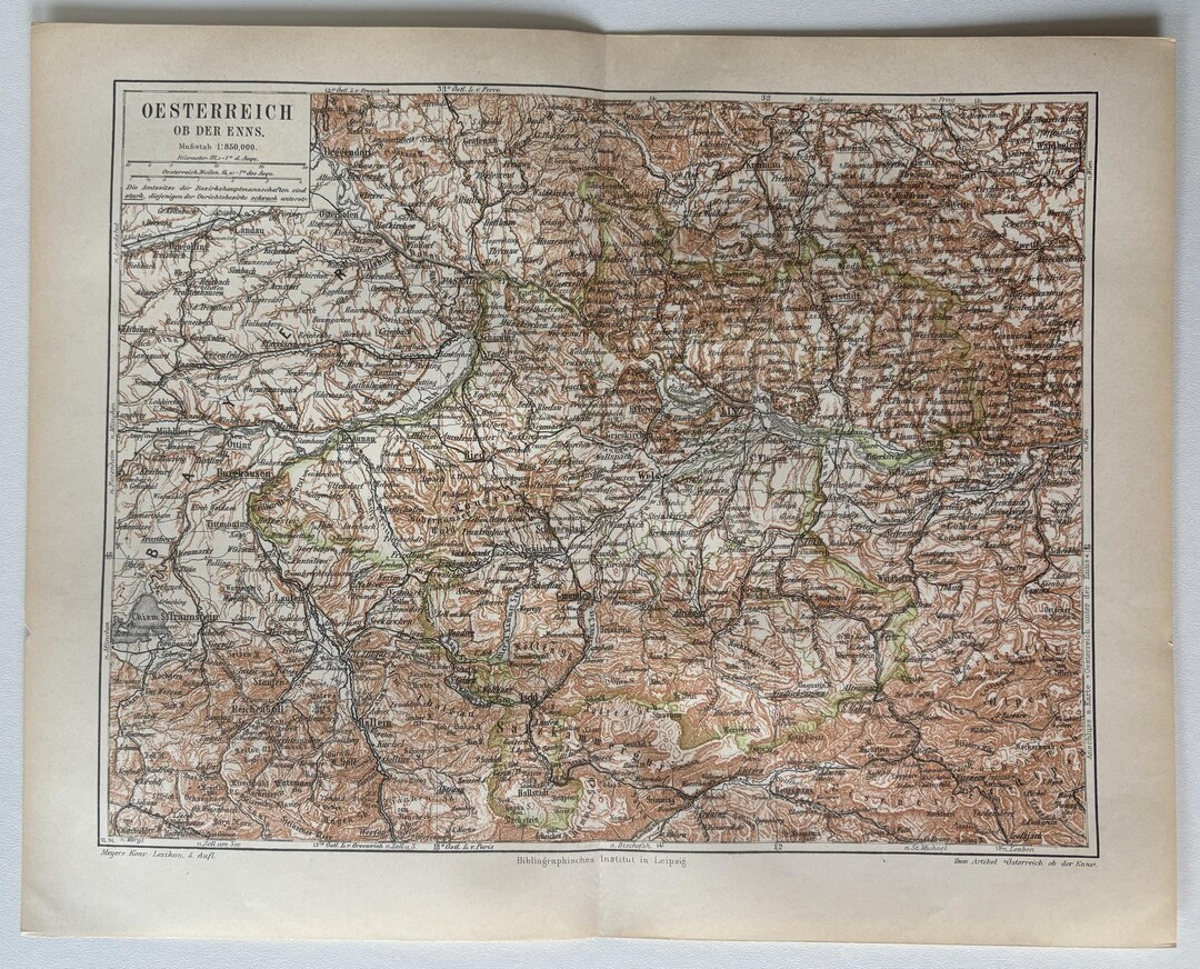 AT Austria / Orig. 1896 Antique Map of Northern Austria - Etsy