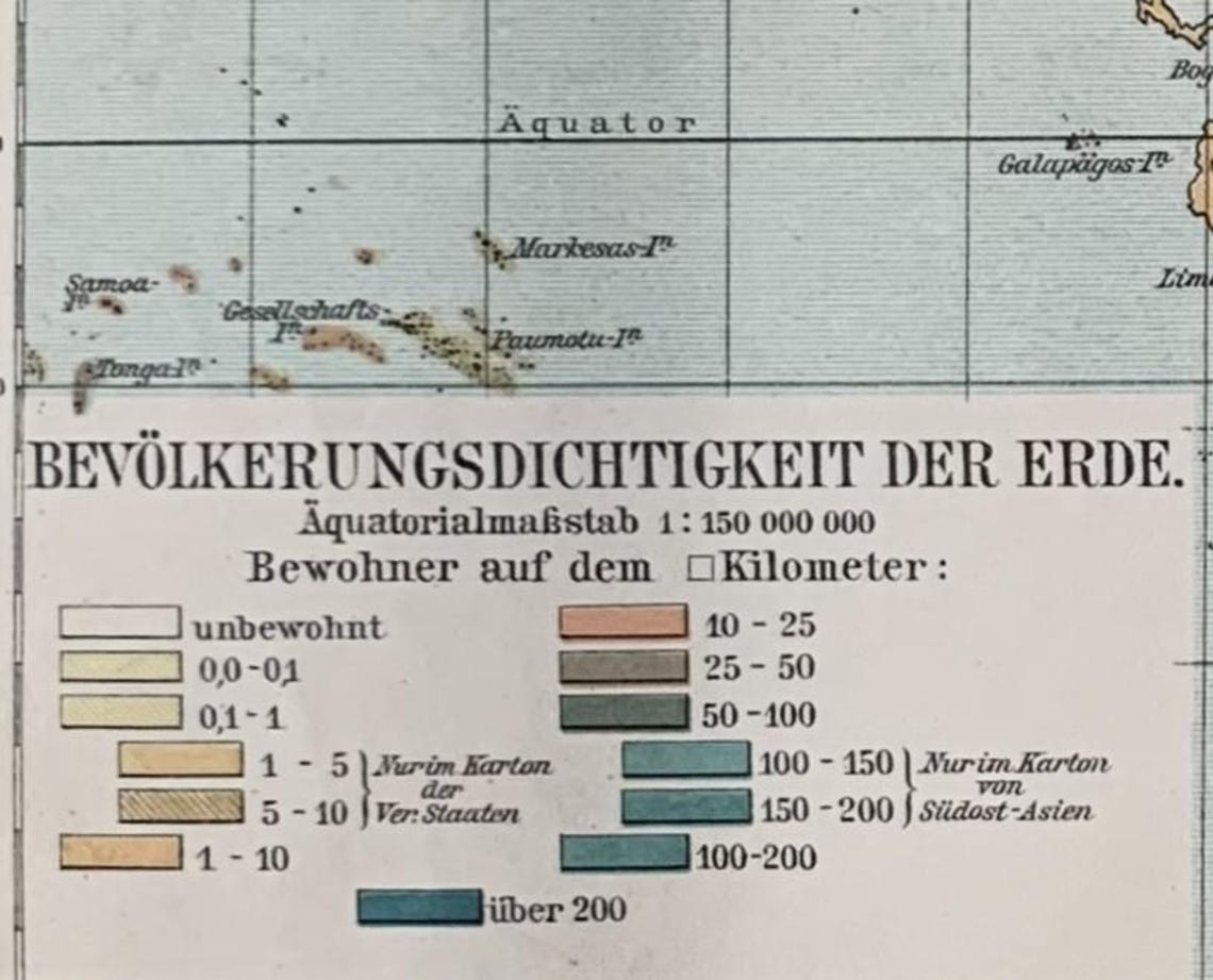 World Geogr / Orig. 1897 Antique Map of World Population Density - Etsy