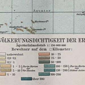 World Geogr / Orig. 1897 Antique Map of World Population Density - Etsy