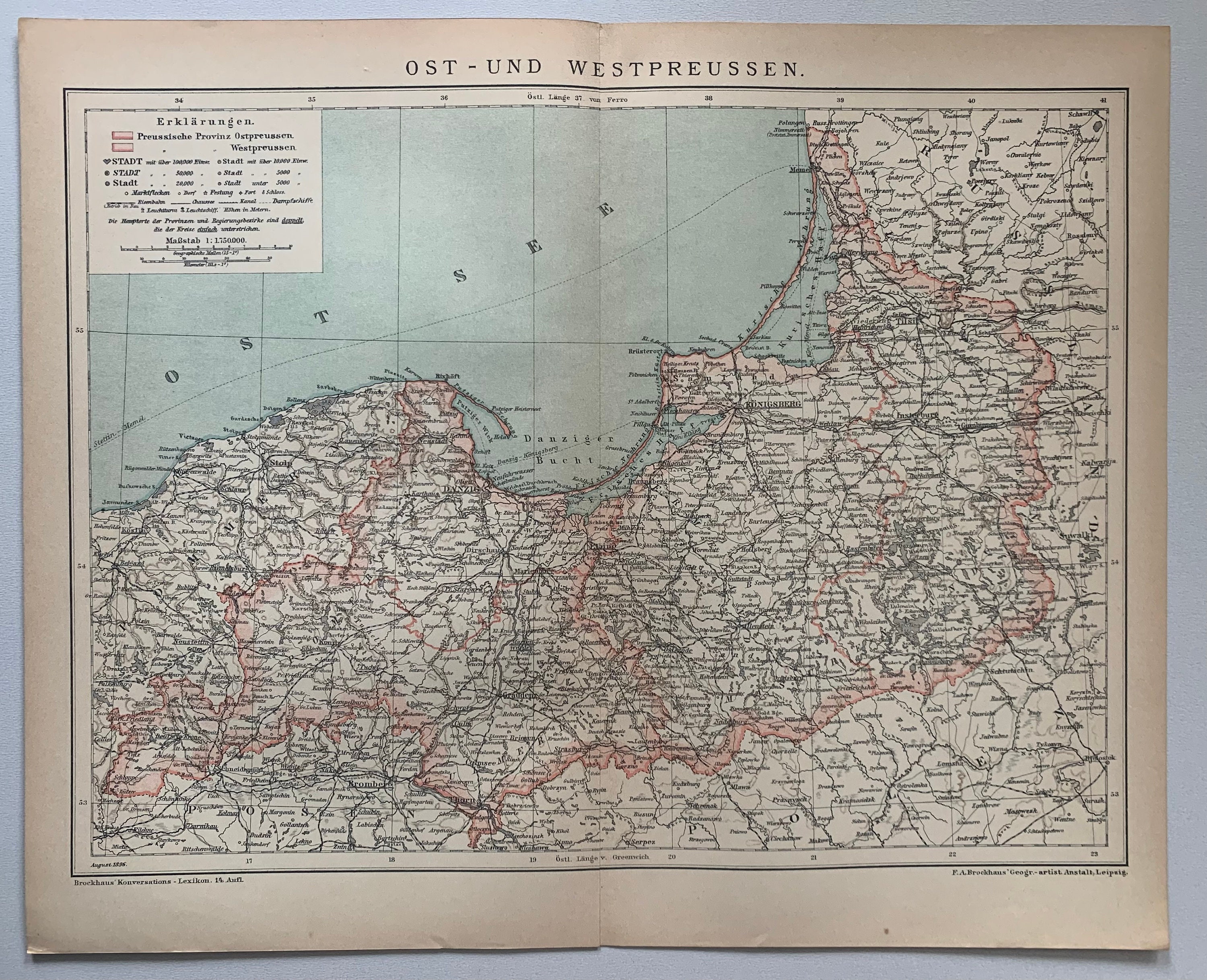 DE Prussia / Original 1895 Antique Map of East and West - Etsy