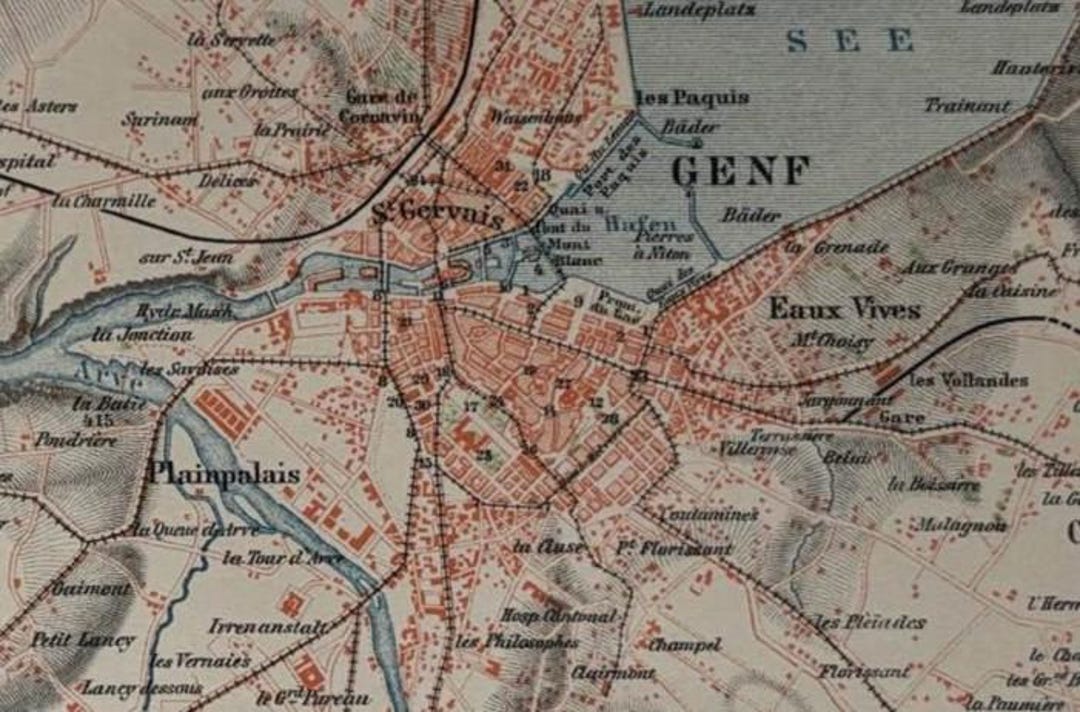CH Geneva / Orig. 1894 Antique City Plan of Geneva - Etsy