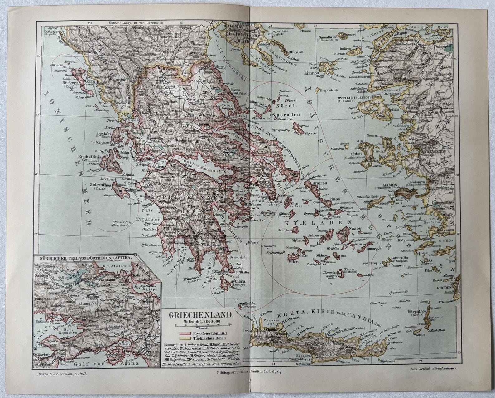 GR Greece / Orig. 1895 Antique Map of Greece - Etsy