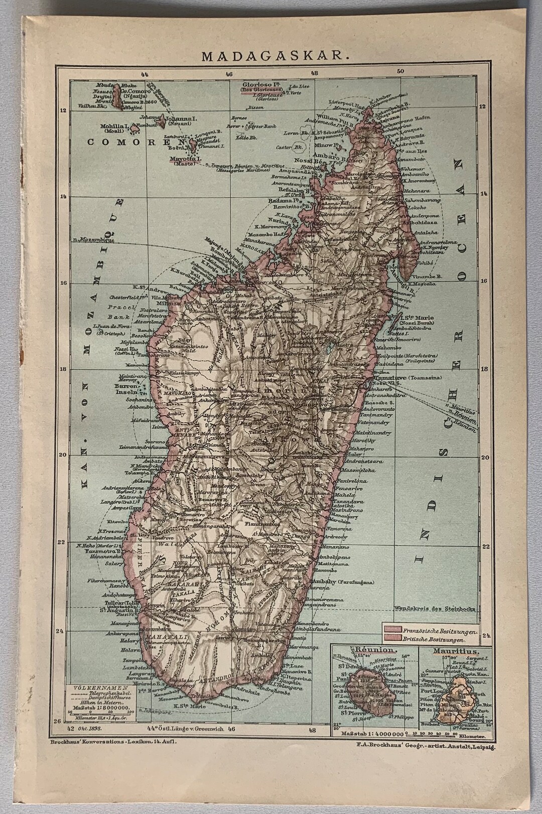 MG Madagascar / Orig. 1898 Antique Map of Madagascar - Etsy
