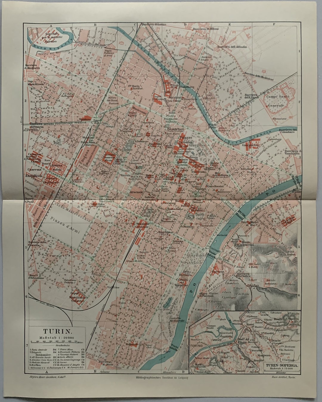 IT Turin / Orig. 1908 Antique City Plan of Turin in Italy - Etsy
