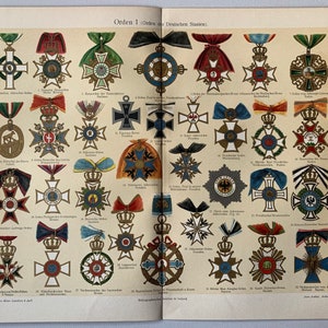 Heraldry / Orig. 1907 Antique Chromolithograph of Orders - Etsy