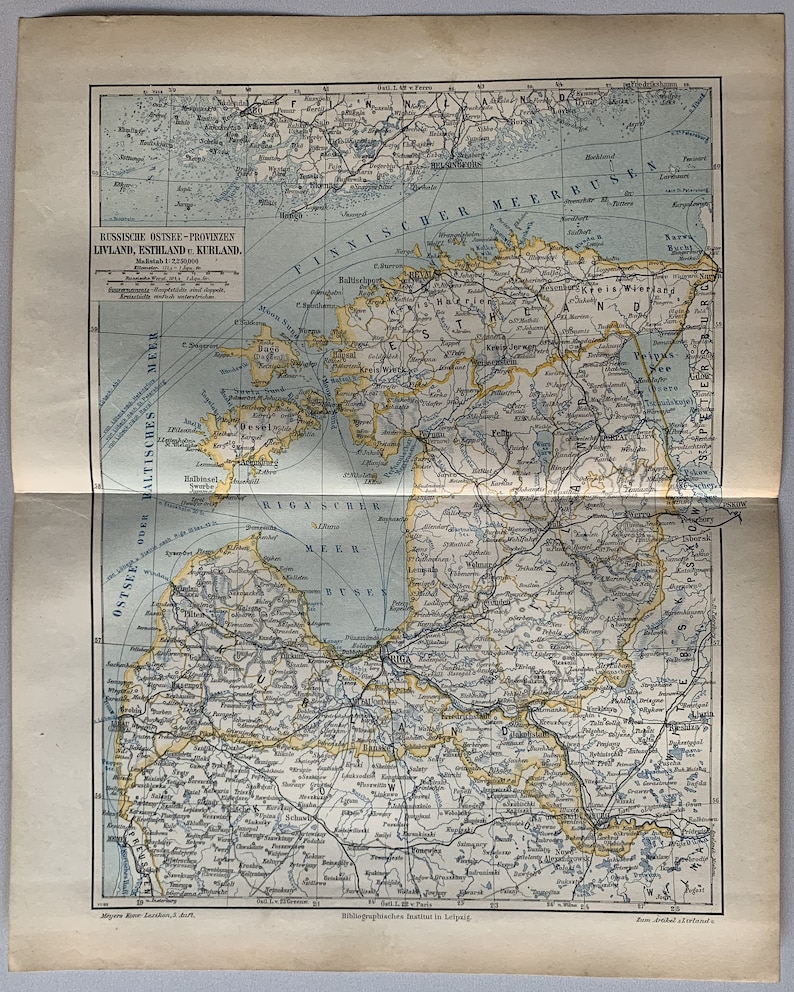 RU Baltics / Orig. 1897 Antique Map of the Baltic States - Etsy