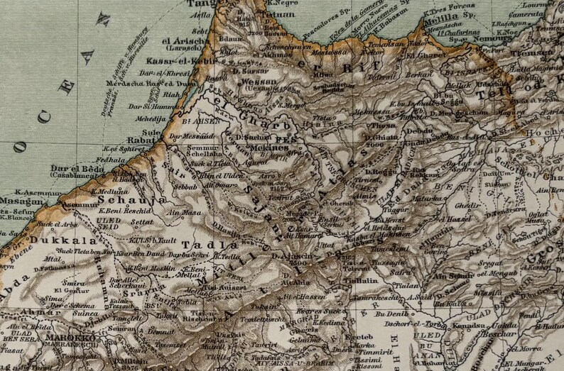 MA / Morocco / Orig. 1894 Antique Map of Morocco in North Africa - Etsy