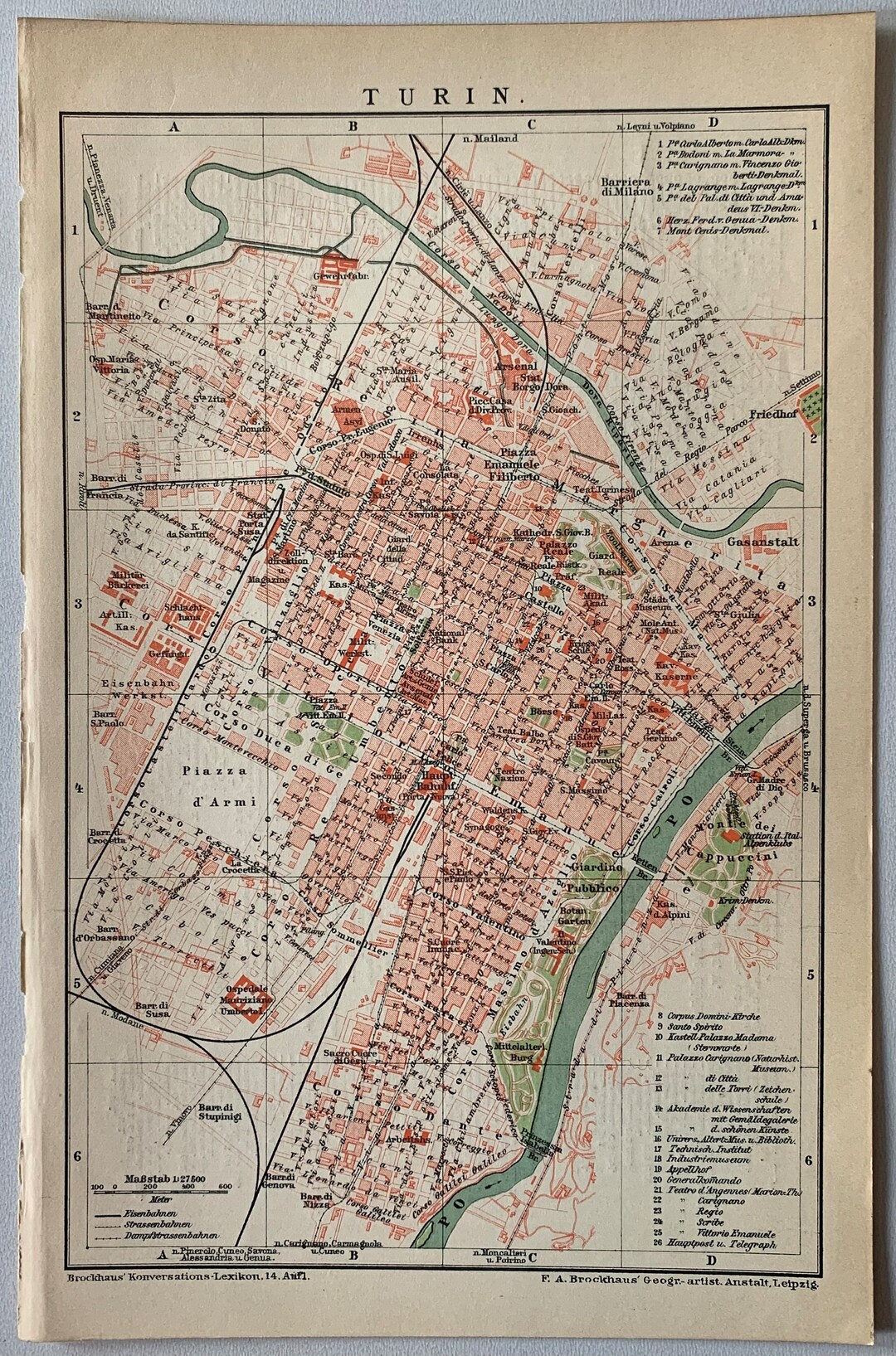 IT Turin / Orig. 1895 Antique City Plan of Turin - Etsy