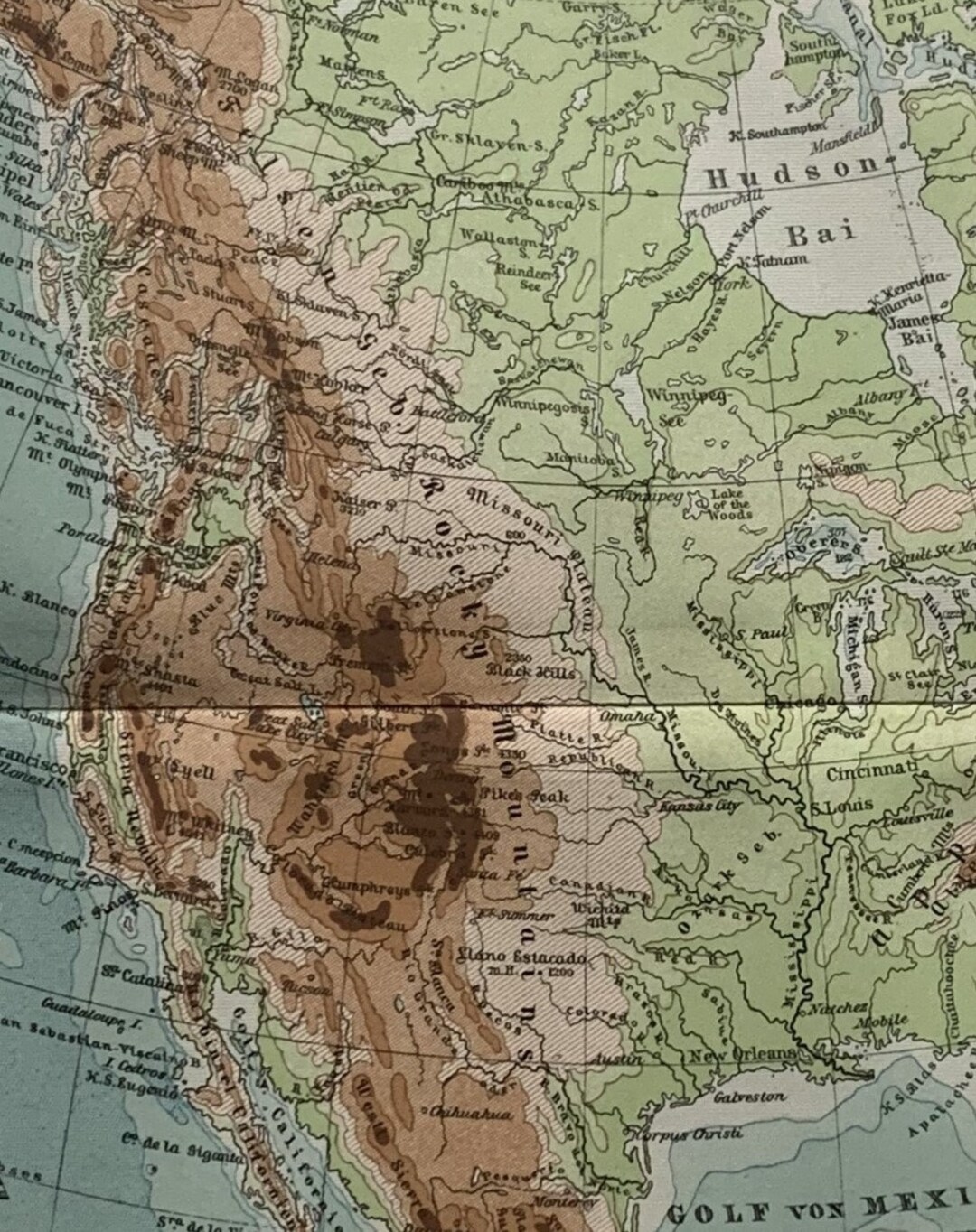Geographical / Orig. 1909 Antique Geographical Map of North America - Etsy