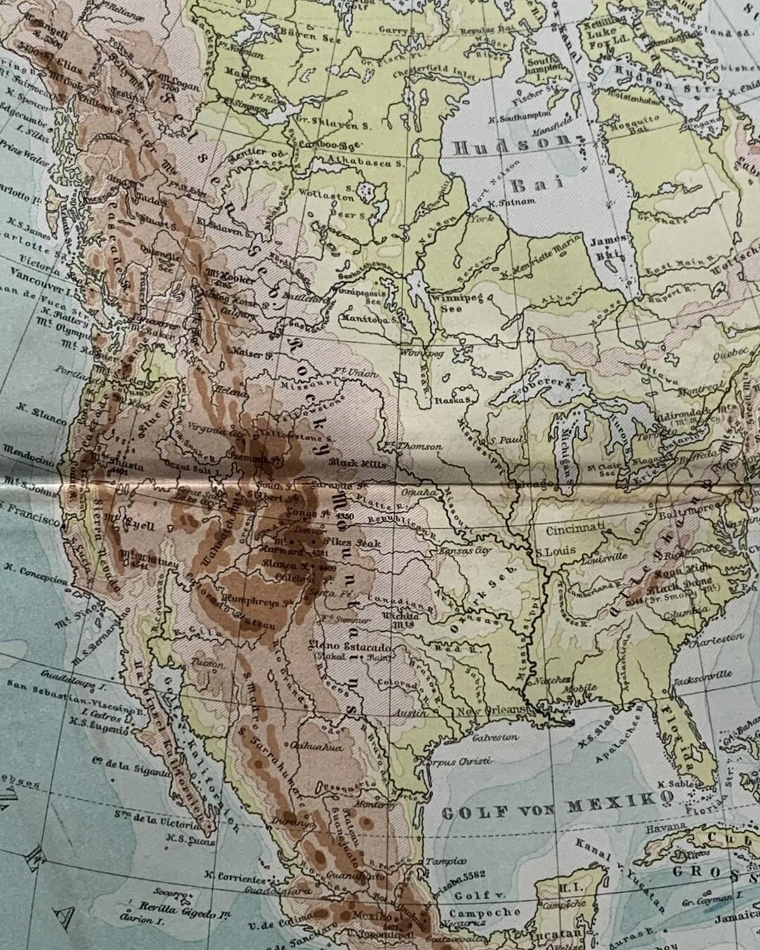 North America / Orig. 1895 Antique Geographical Map of North America - Etsy