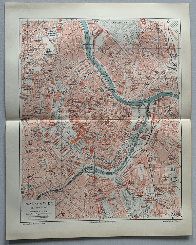 AT Vienna / Orig. 1897 Antique City Plan of the Centre of Vienna - Etsy