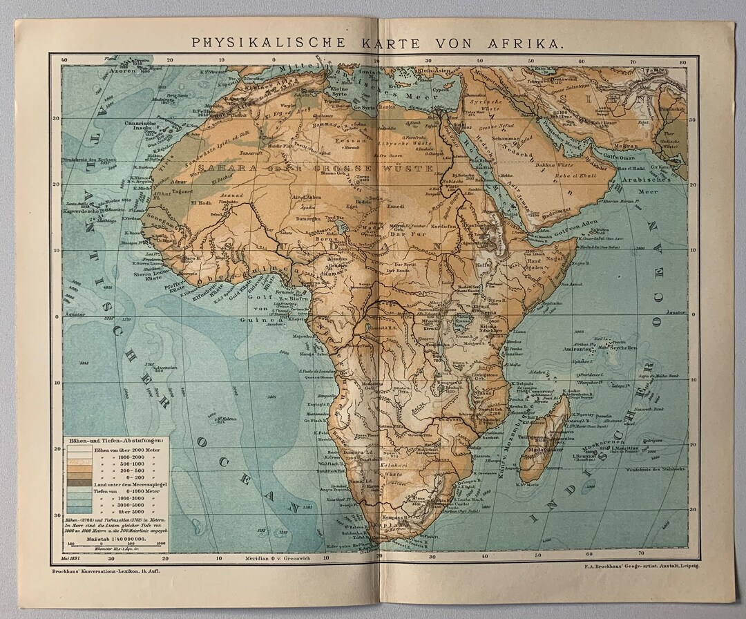 Geographical / Original 1898 Antique Geographical Map of - Etsy