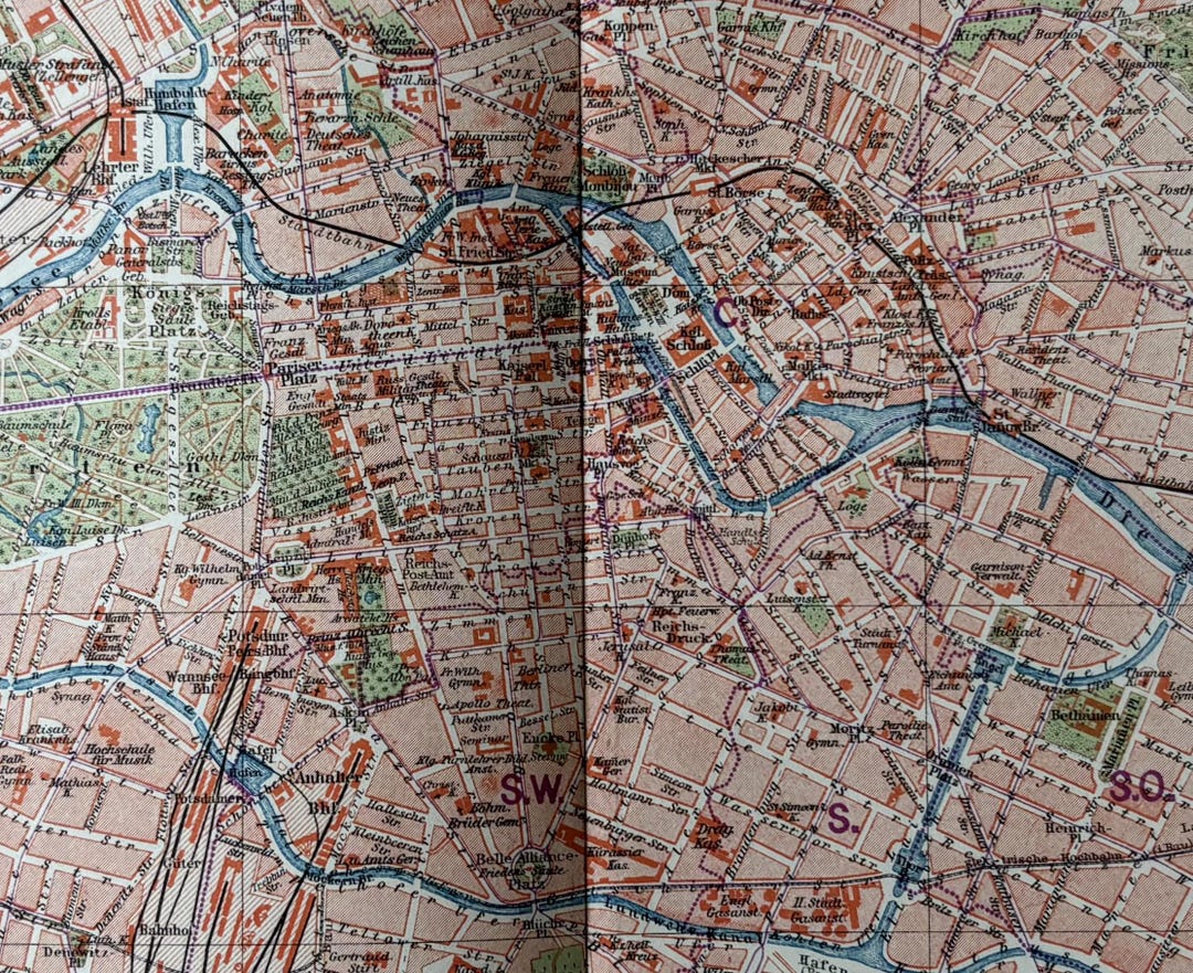 DE Berlin / Orig. 1895 Antique City Plan of Berlin - Etsy