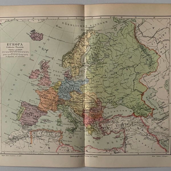 Antique Europe Map - Etsy