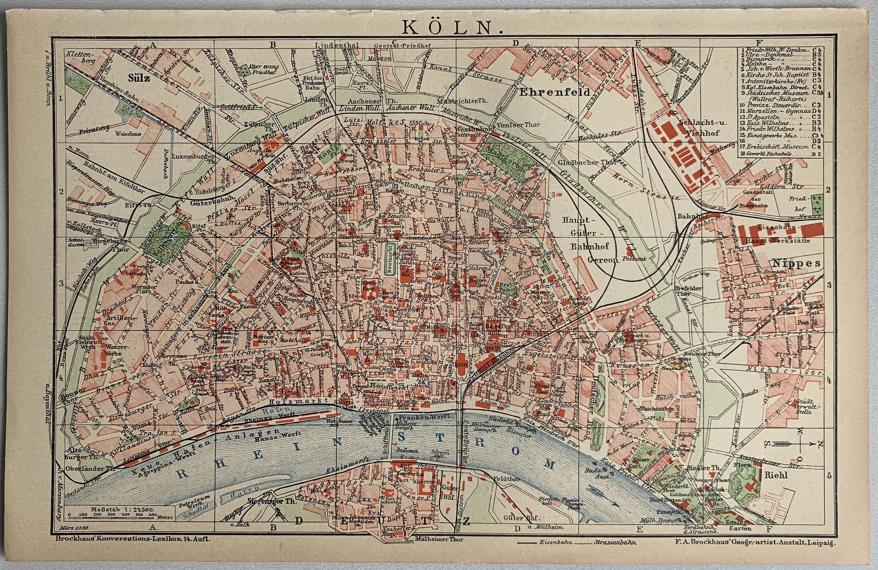 DE Cologne / Orig. 1898 Antique City Plan of Cologne Köln - Etsy