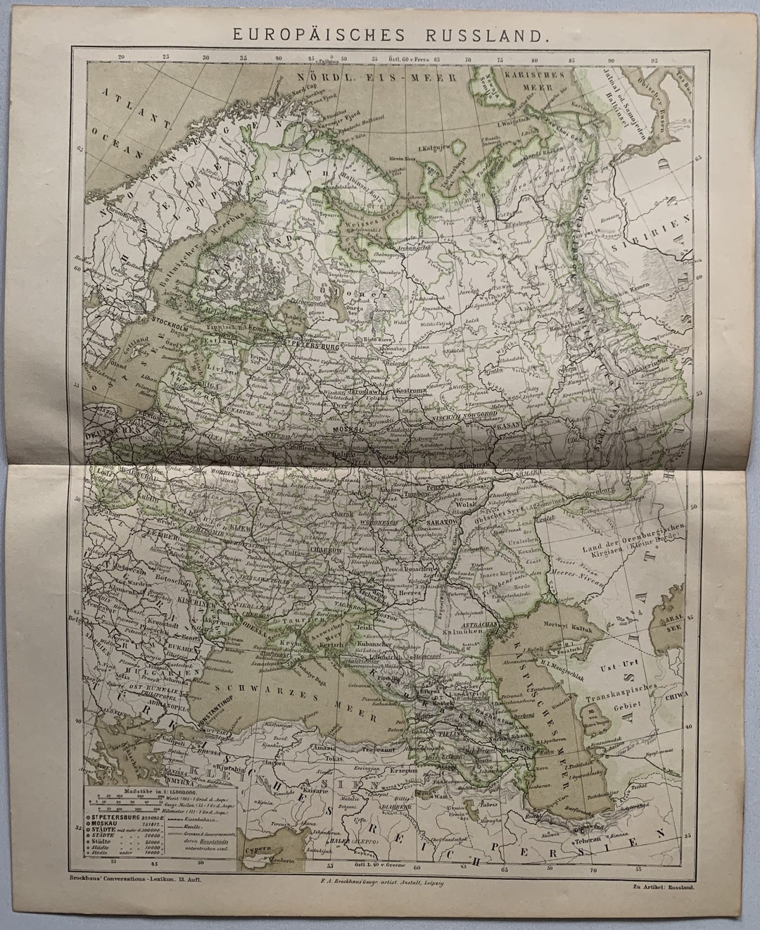 RU European / Orig. 1886 Antique Map of European Russia - Etsy