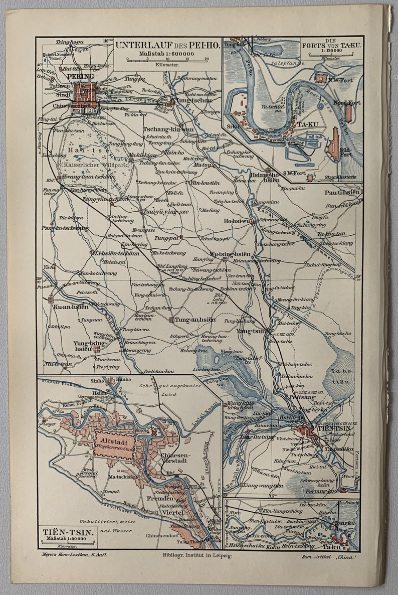CN Tianjin / Orig. 1904 Map of Tianjin - Hai River - Beijing - Etsy