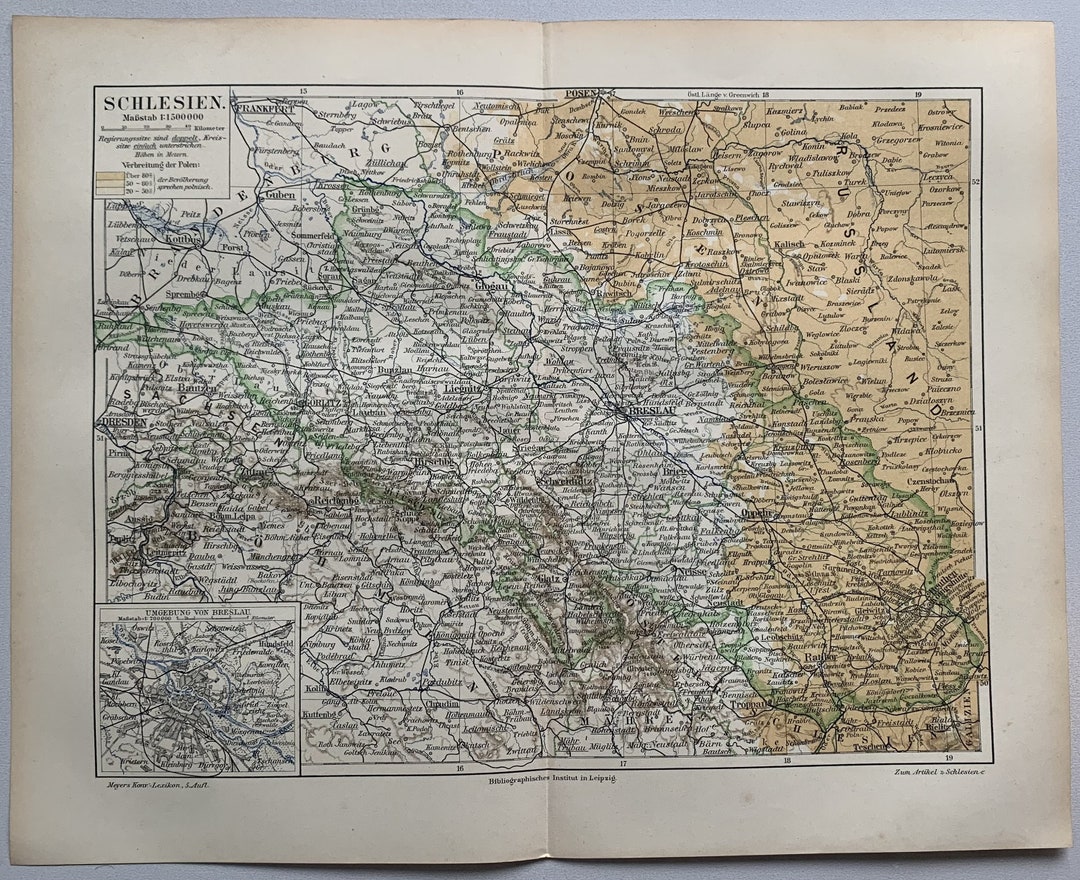 DE Silesia / Orig. 1897 Antique Map of Silesia / Schlesien - Etsy UK