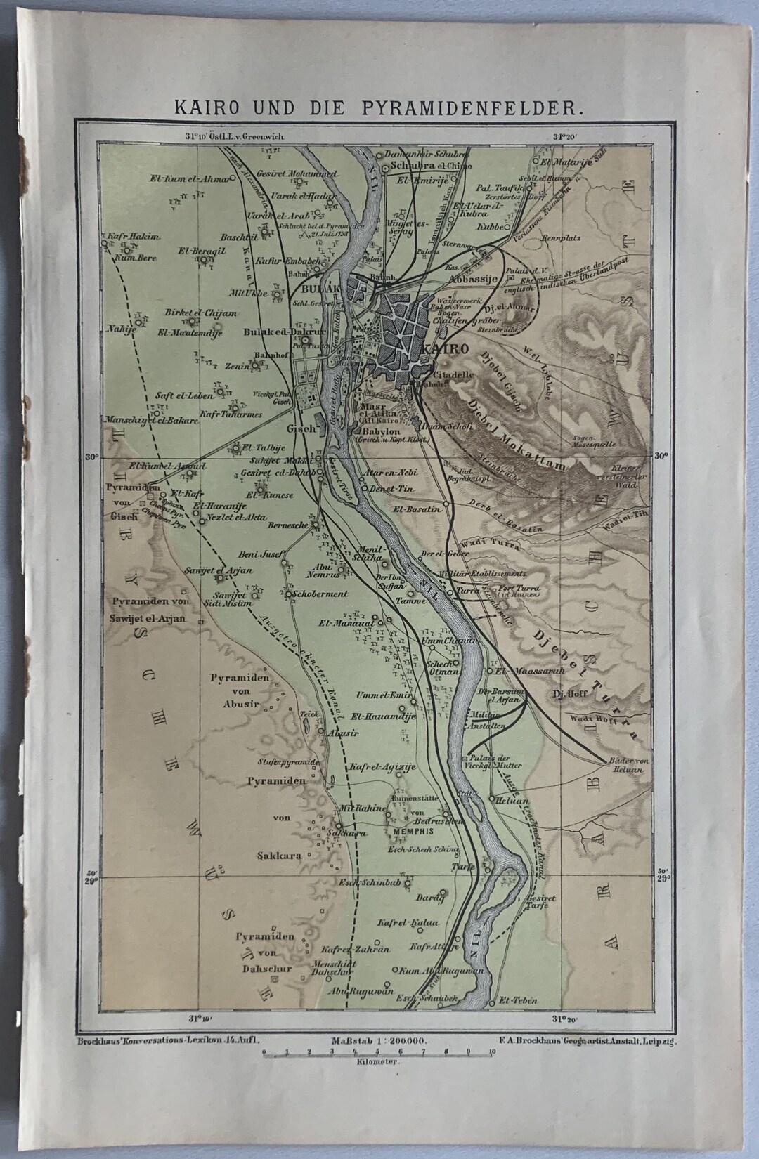 EG Cairo / Orig. 1894 Antique Map of Cairo and the Pyramids - Etsy
