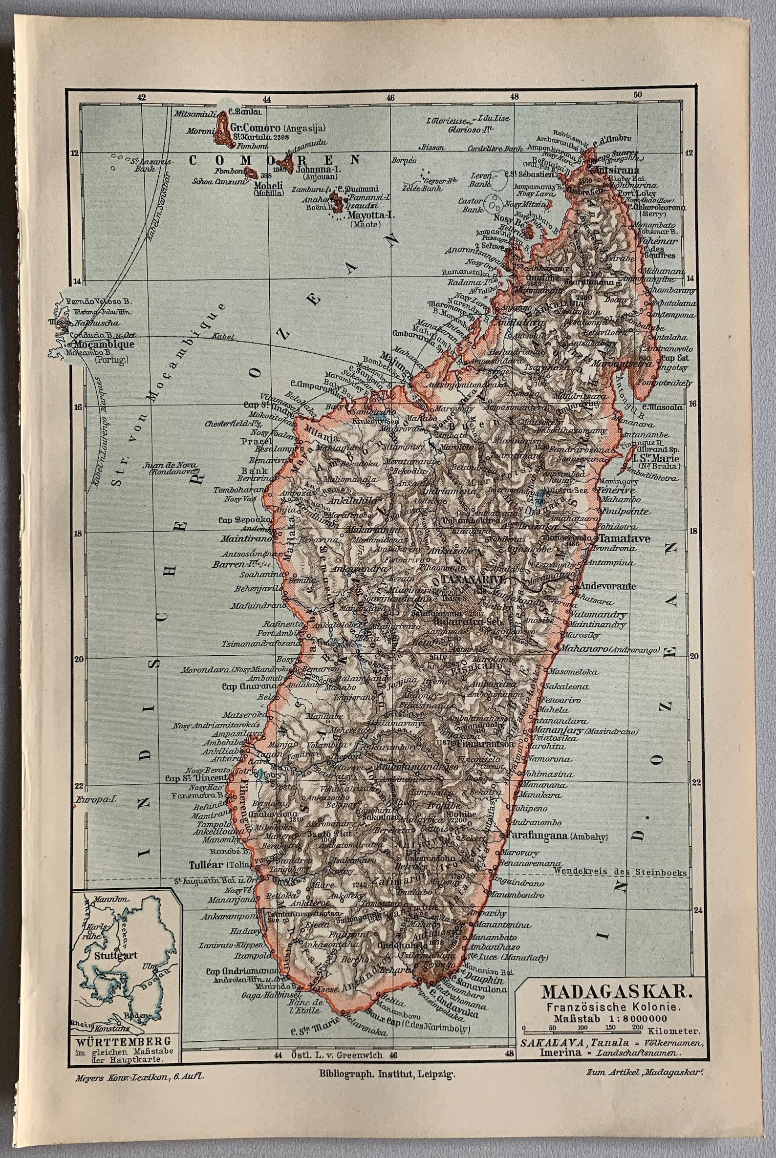 MG Madagascar / Orig. 1906 Antique Map of Madagascar - Etsy