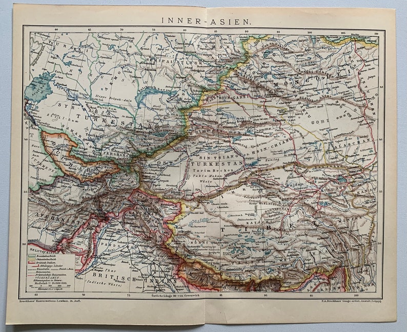 Central Asia / Orig. 1893 Antique Map of Central Asia - Etsy