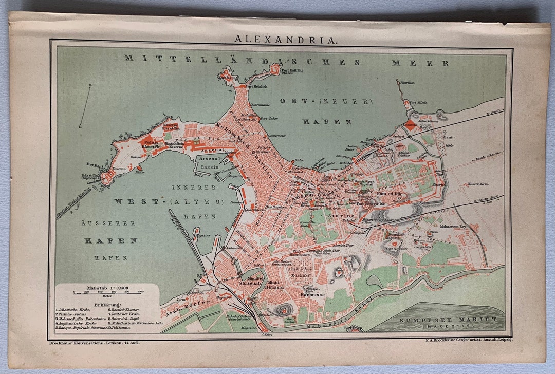 Original 1892 Antique City Plan of Alexandria in Egypt - Etsy