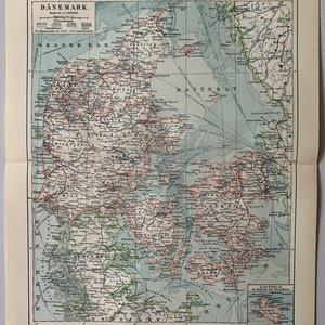 DK Denmark / Orig. 1903 Antique Map of Denmark - Etsy