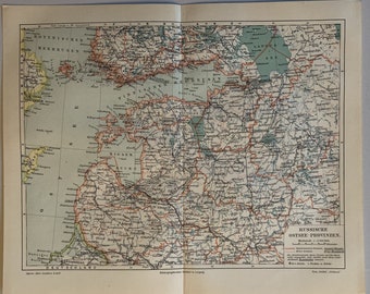 1897 Antique Map of THE BALTIC STATES: Estonia, Latvia, Lithuania ...