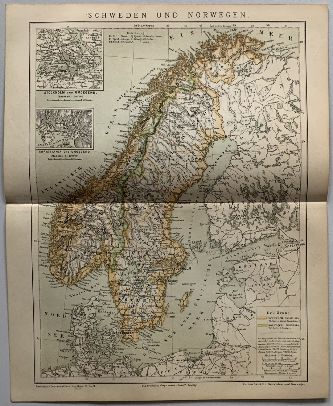 Northern Europe / Orig. 1886 Antique Map of Sweden and Norway - Etsy