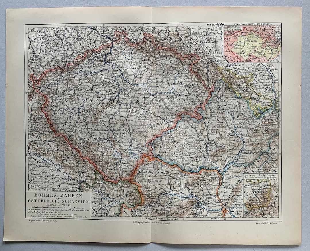 Central Europe / Orig. 1905 Antique Map of Protectorate of Bohemia and ...