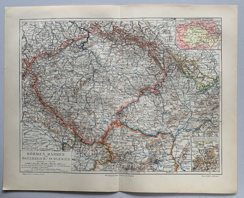 Central Europe / Orig. 1905 Antique Map of Protectorate of Bohemia and ...