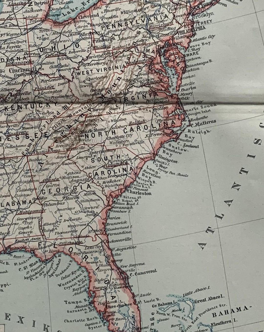 North America / Orig. 1897 Antique Map of USA With Eastern States ...