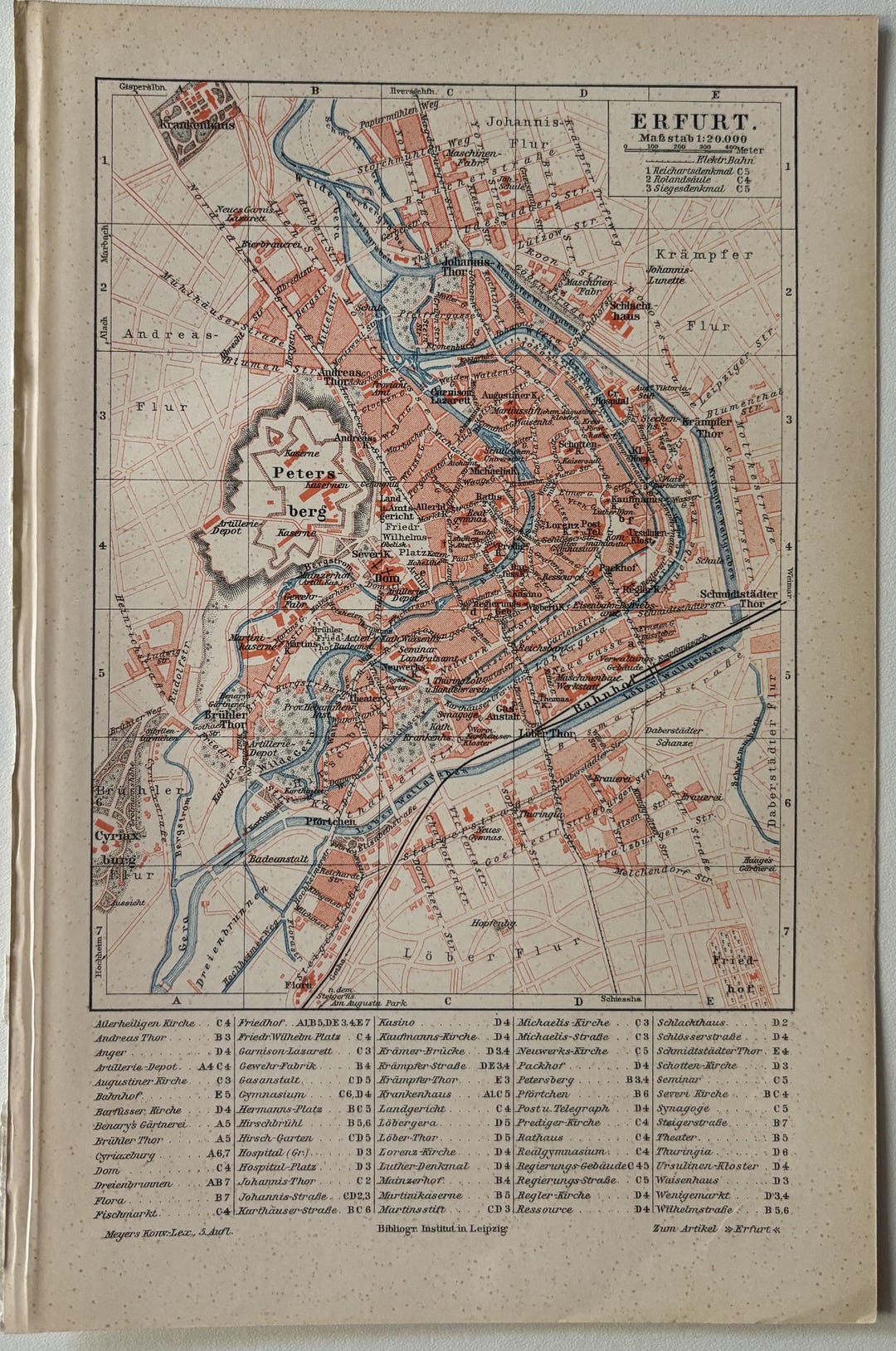 DE Erfurt / Orig. 1897 Antique City Plan of Erfurt - Etsy