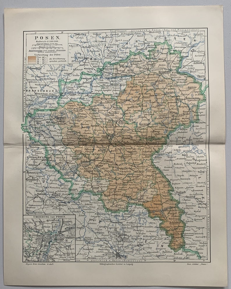 PL Poznan / Orig. 1908 Antique Map of Poznan / Posen - Etsy