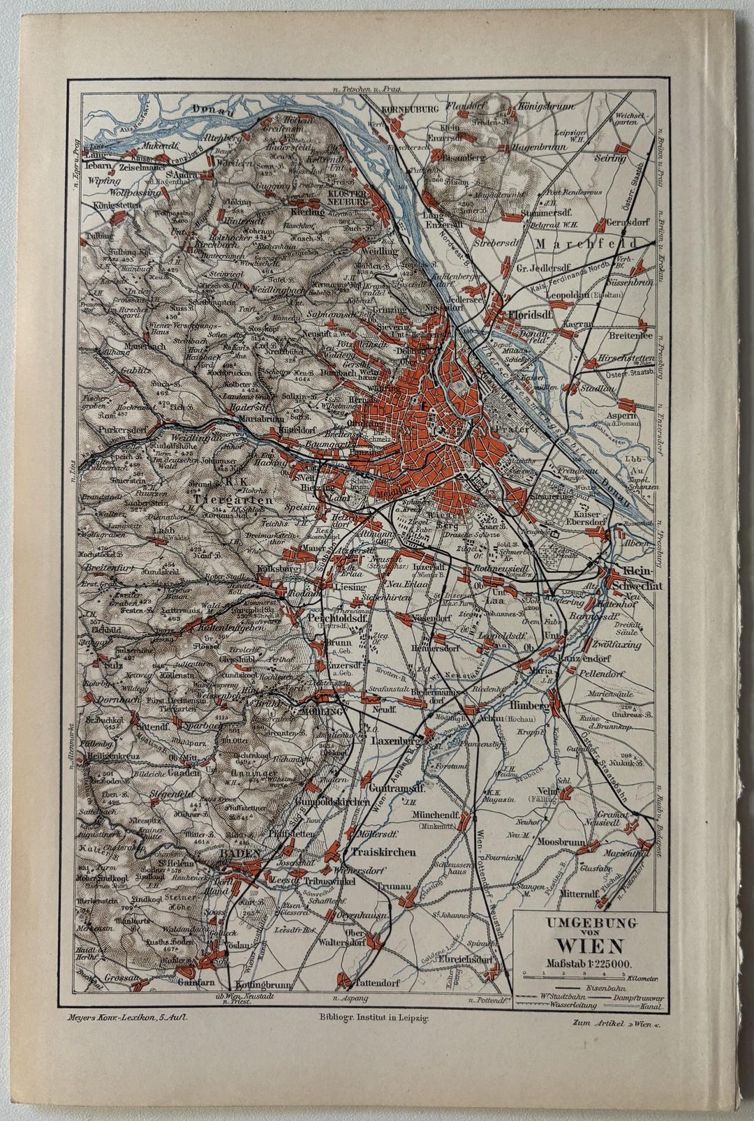 AT Vienna / Orig. 1897 Antique City Plan of Vienna and Surroundings - Etsy