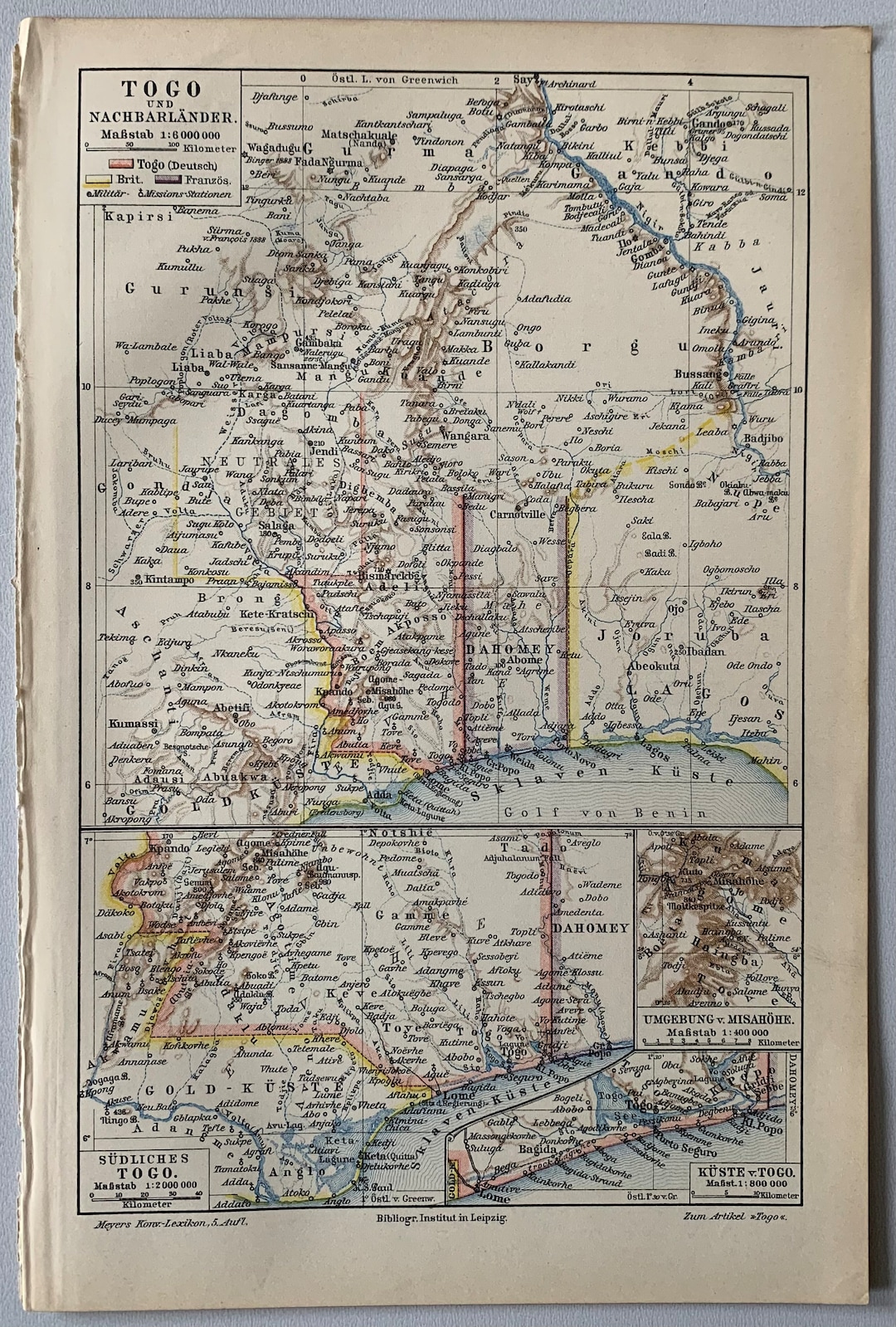 TG Togo / Orig. 1908 Antique Map of Togo - Etsy