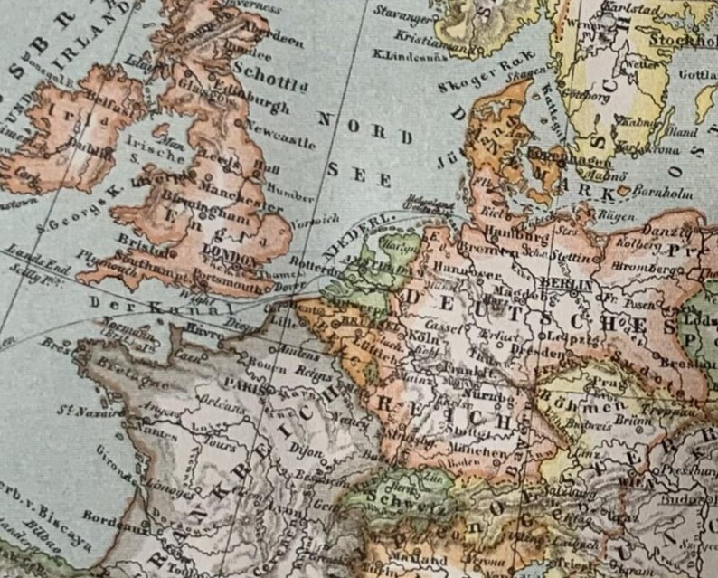 Europe / Orig. 1893 Antique Map of Europe - Etsy