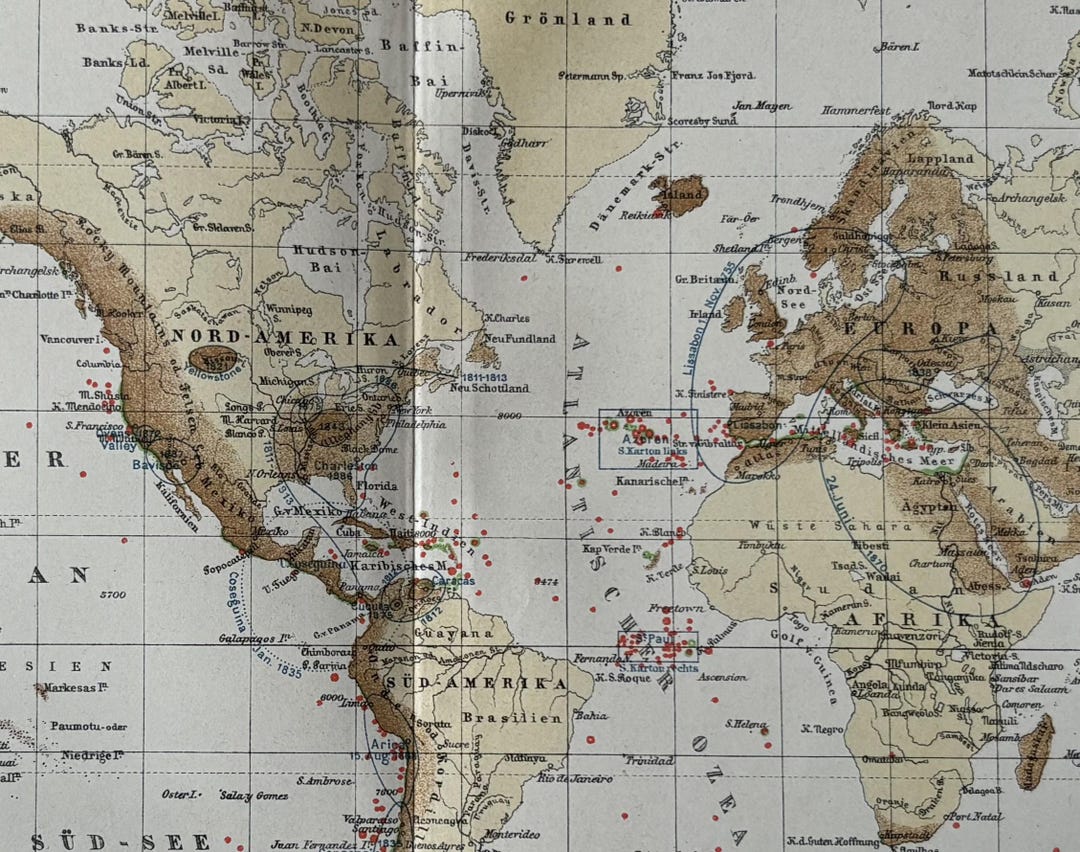 World Geogr / Orig. 1897 Antique Map of Earthquakes and Seaquakes - Etsy