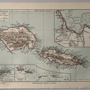 WS Samoa / Orig. 1907 Map of Samoa in Pacific Ocean - Etsy