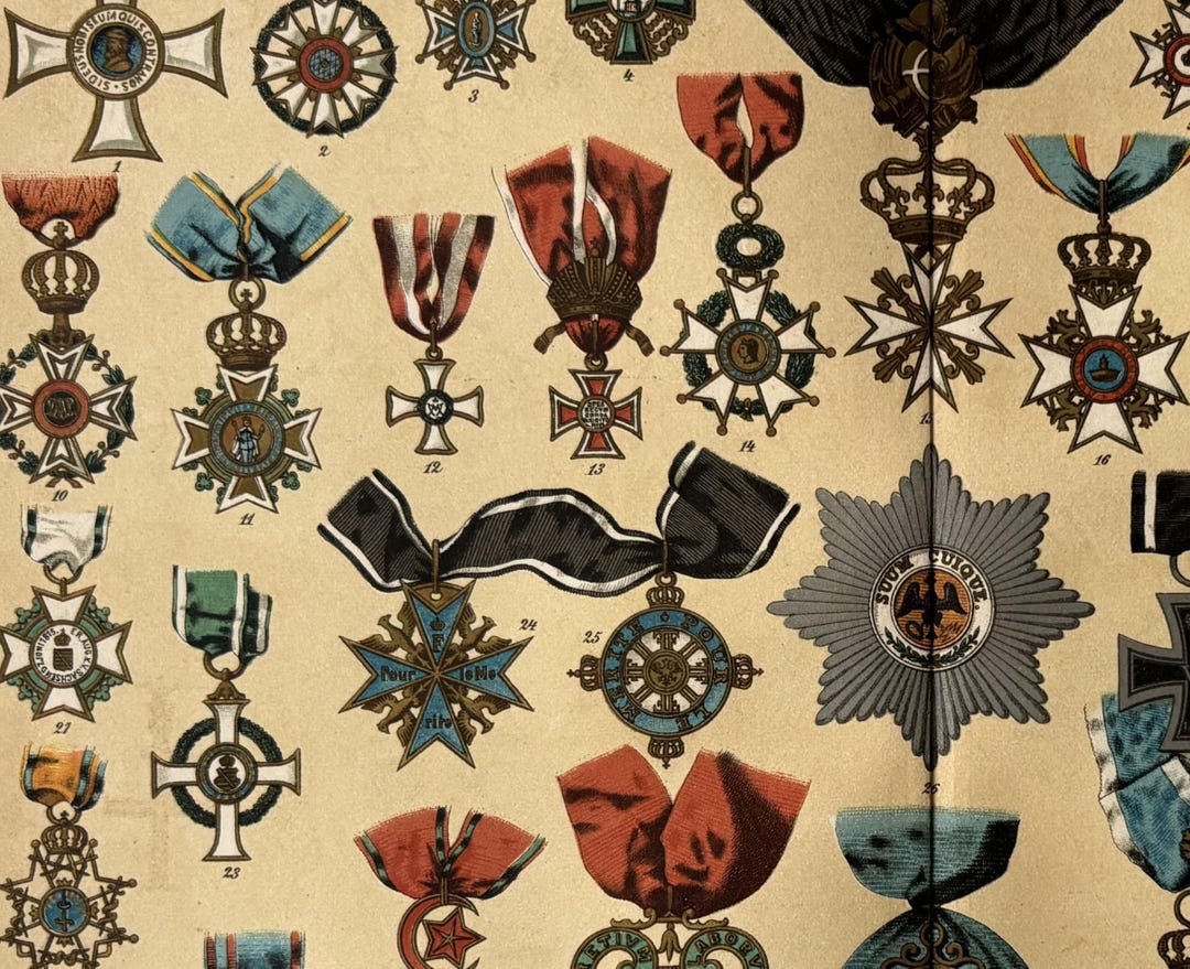 Heraldry / Orig. 1894 Antique Chromolitho of Medals of Orders - Etsy