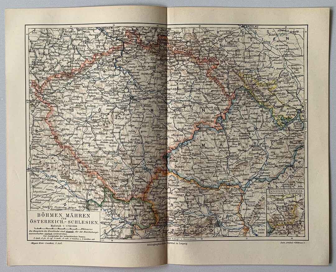 Central Europe / Orig. 1893 Antique Map of Protectorate of Bohemia and ...
