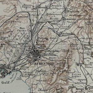 GR Athens / Orig. 1908 Antique Map of Athens and Its Surroundings - Etsy